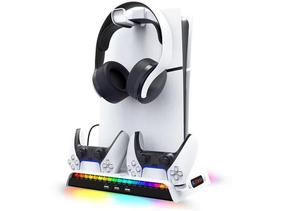 Stalak iPega PG-P5S006 multifunkcionalni RGB za PS5 SLIM/ PS5 Pro beli