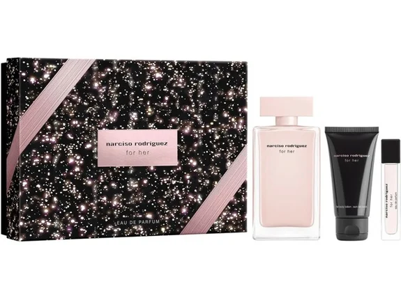 Narciso Rodriguez For Her Gift Set ( EDP 100 ml + BL 50 ml + EDP 10 ml )