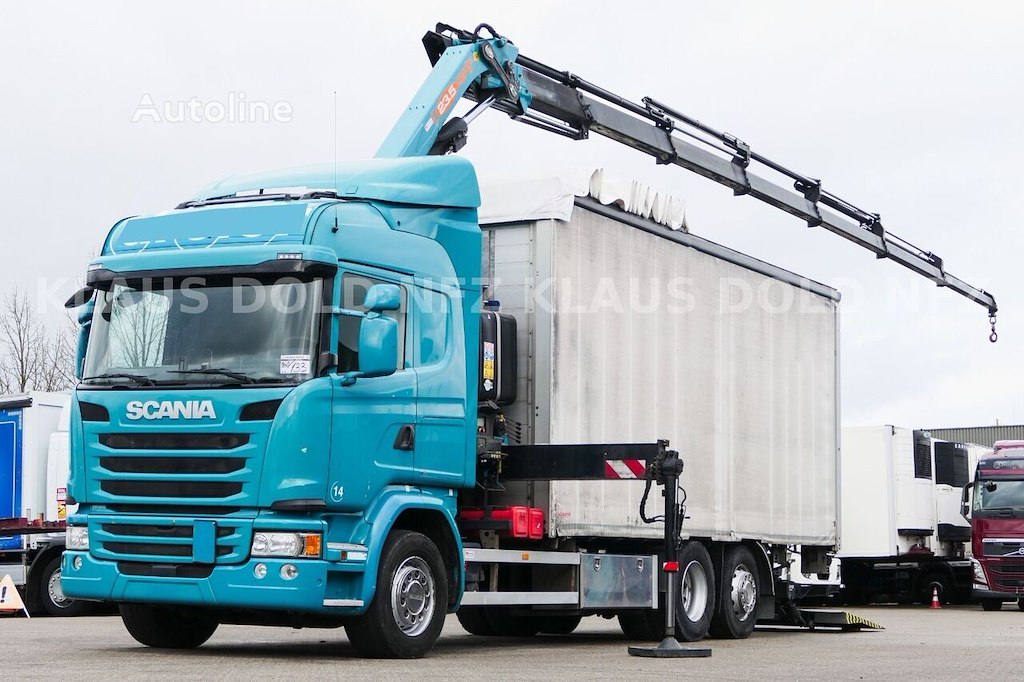 Scania G410 Pritsche Plane Kran PM-230 Funk LBW kamion furgon