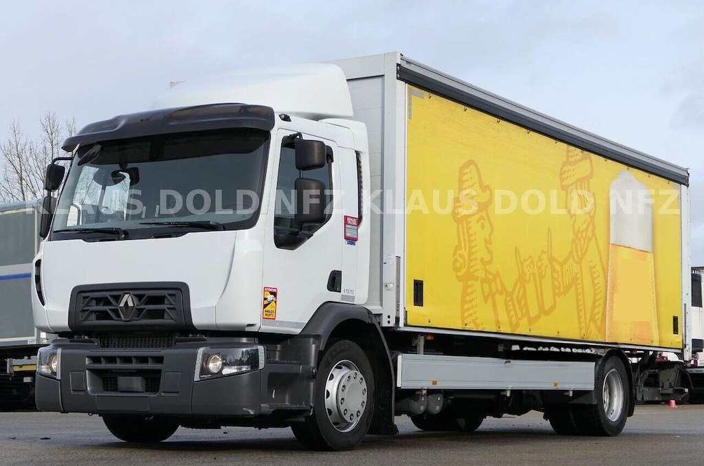Renault D 18.320 / beverage delivery truck + tail lift kamion sa klizna zavesa cerada