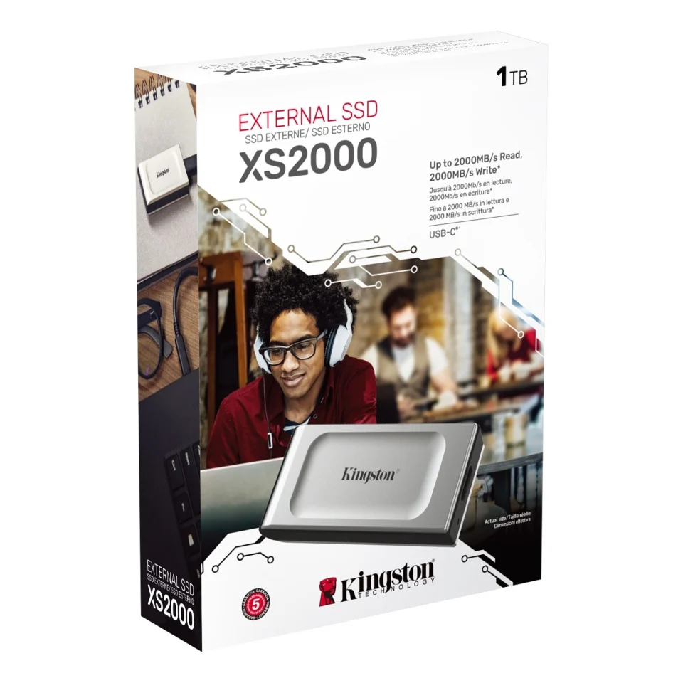 Eksterni SSD 1TB KINGSTON SXS2000/1000G, USB Type-C 3.2 Gen 2x2, siva, up to 2000MB/s read, 2000MB/s write, For 4K/8K videos and high resolution photos
