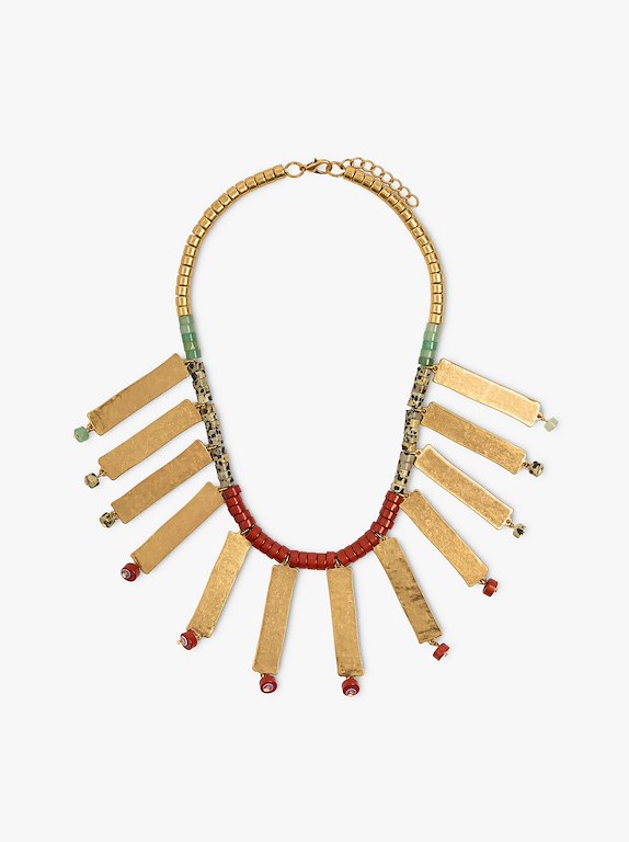 NECKLACE WITH STONE BEADS AND BARS