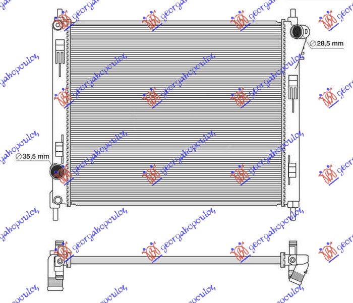 HLADNJAK MOTORA 1.2 DIG-T BENZIN (508×432) (KOYO) NISSAN JUKE (2015-2019) (OEM: 214103ZU0A)