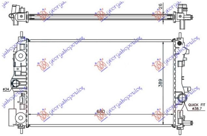HLADNJAK MOTORA 1.7/2.0 DIZEL (68×39.5) (KOYO) OPEL ZAFIRA TOURER (2011-2016) (OEM: 1300298, 13267662, 13336887)