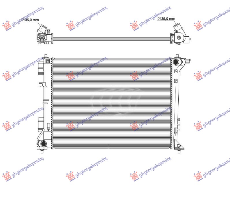 HLADNJAK MOTORA 1.6 GDi 2.0i BENZIN (MAN) (640×460) (CESKA) (VALEO) KIA SPORTAGE (2018-2022) (OEM: 25310D7500, 25310D7550)