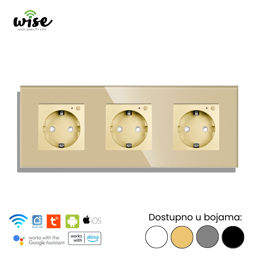 Wise trostruka pametna utičnica 16A
stakleni panel