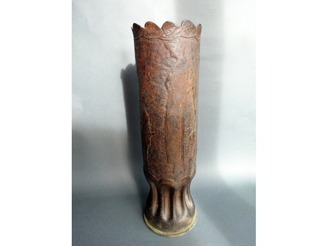 WW1 stara trench art rovovska umetnost - vaza od čaure