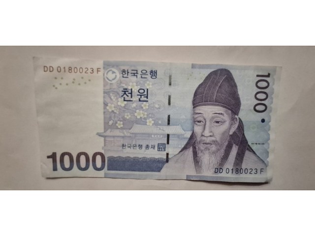 1000 won JUŽNA KOREJA