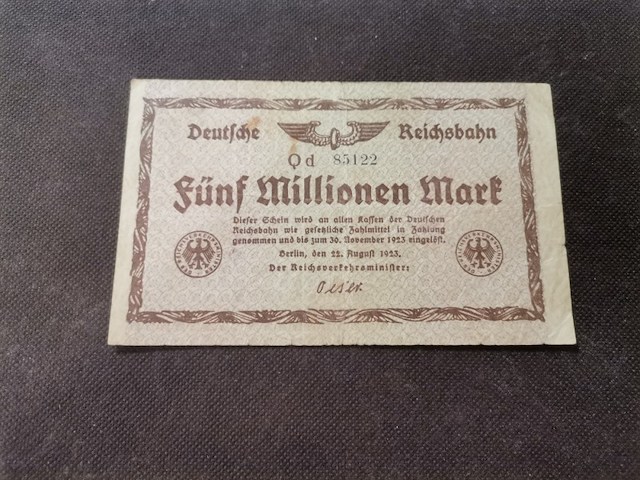 GERMANY 5.000.000 MARK 1923