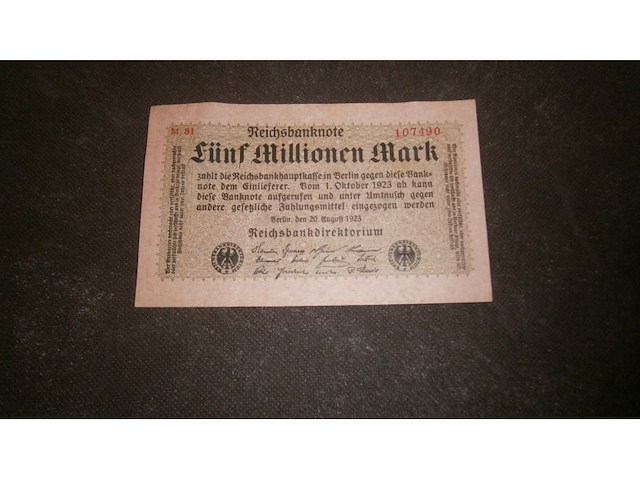 GERMANY 5.000.000 MARK 1923