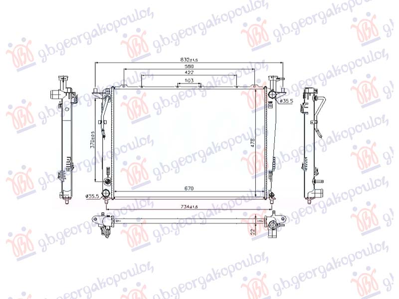HLADNJAK MOTORA 2.4 BENZIN (MAN/AUTO) (670×480) KIA SORENTO (2009-2012) (OEM: 25310-2P700, 253102P700, 253102P760)