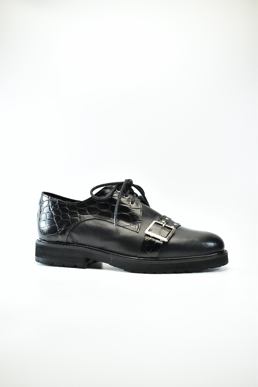 DERBY Single – Croco Black