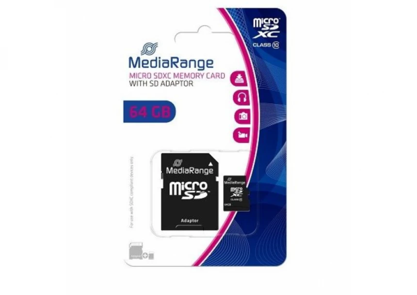 Micro SD Mediarange Germany 64GB SDXC C10 MR955 + adapter