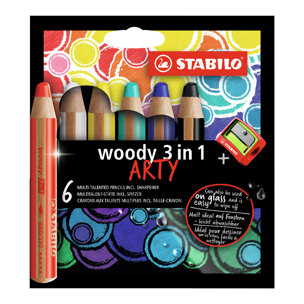 Drvene bojice Stabilo Woody 3u1 Arty set 1-6 sa rezačem