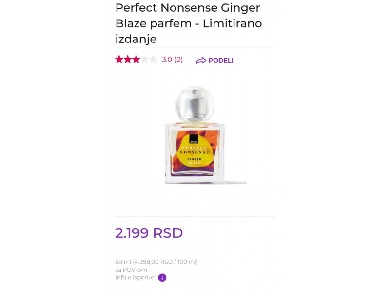 Avon Perfect Nonsense Ginger Blaze parfem-novo