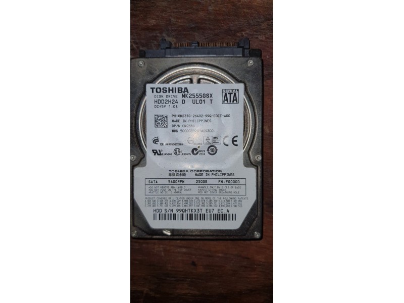 Toshiba 250 Gb Sata hard disk za lap top