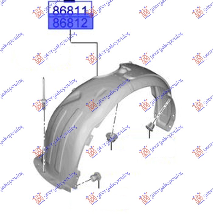 POTKRILO (SA ZVUCNOM IZOLACIJOM) PLASTICN (A KVALITET) Leva str. HYUNDAI i20 III (2020-2024) (OEM: 86811-Q0000, 86811Q0000)