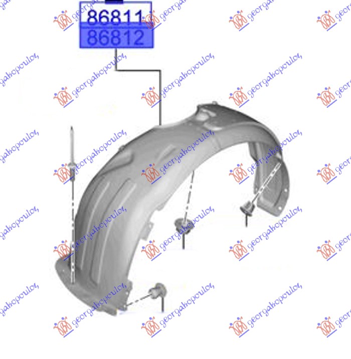 POTKRILO (SA ZVUCNOM IZOLACIJOM) PLASTICN (A KVALITET) Desna str. HYUNDAI i20 III (2020-2024) (OEM: 86812-Q0000, 86812Q0000)