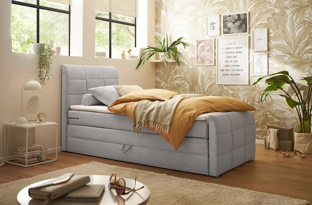 BOXSPRING KREVET svetlosiva