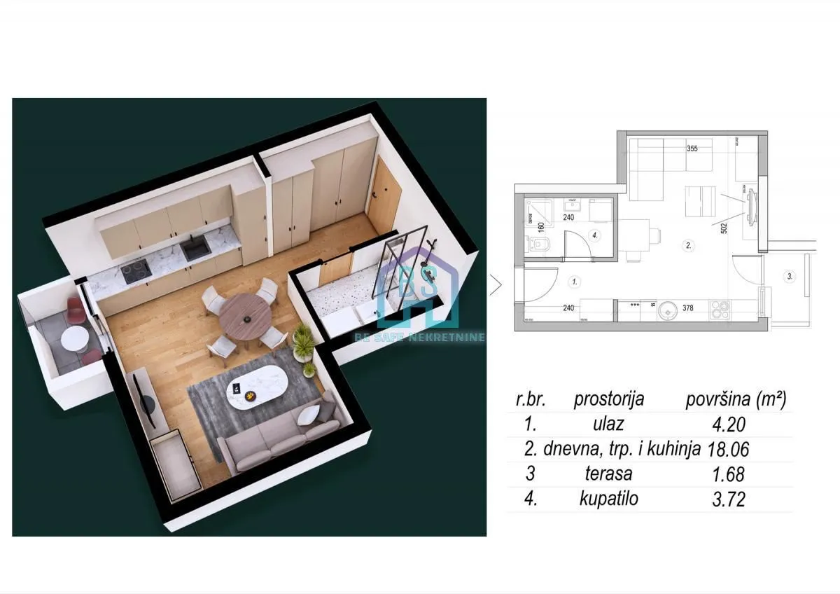 Prodaja, garsonjera, 28m², Mišeluk, Petrovaradin