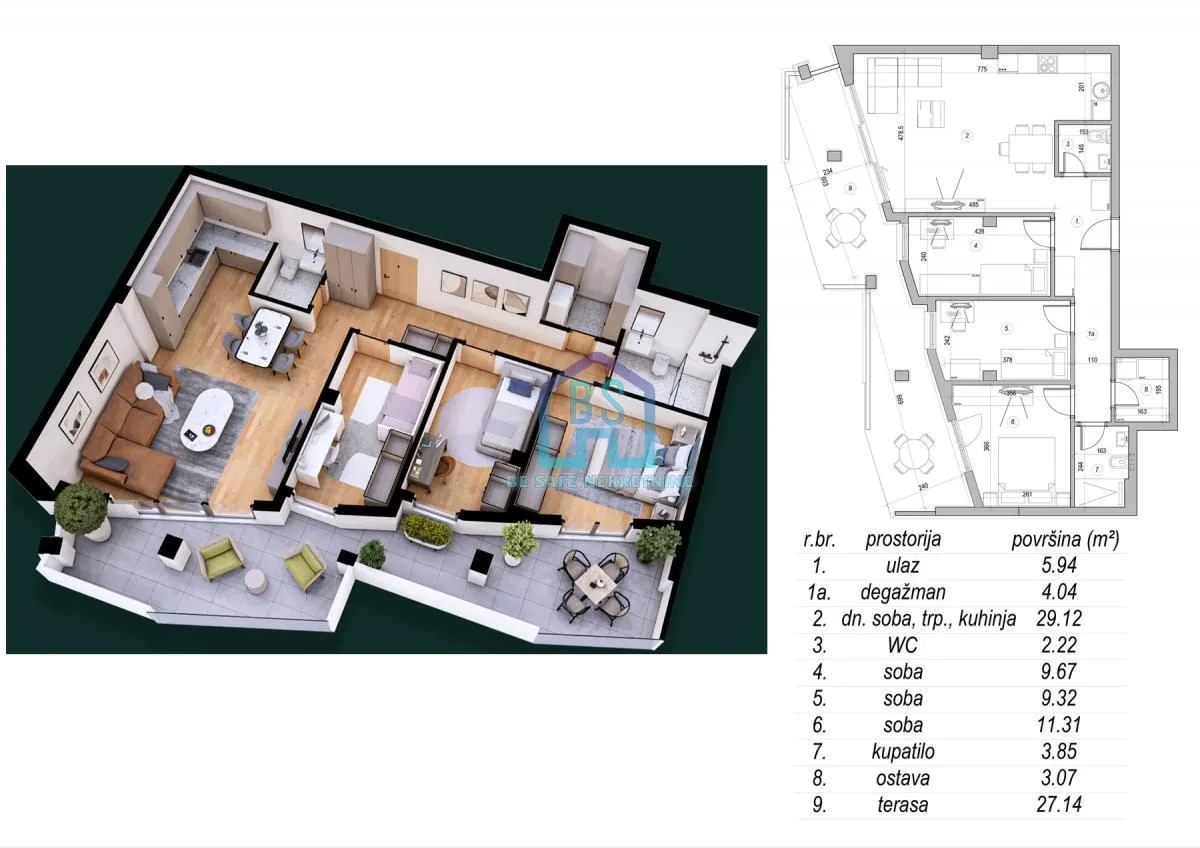 Prodaja, četvorosoban stan, 106m², Mišeluk, Petrovaradin