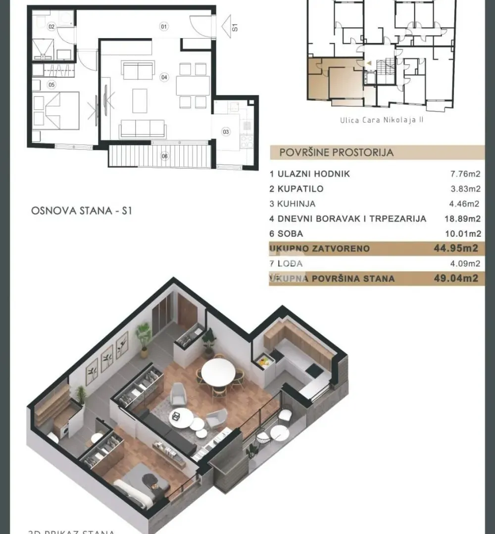 Prodaja, dvosoban stan, 49m², Čubura, Beograd
