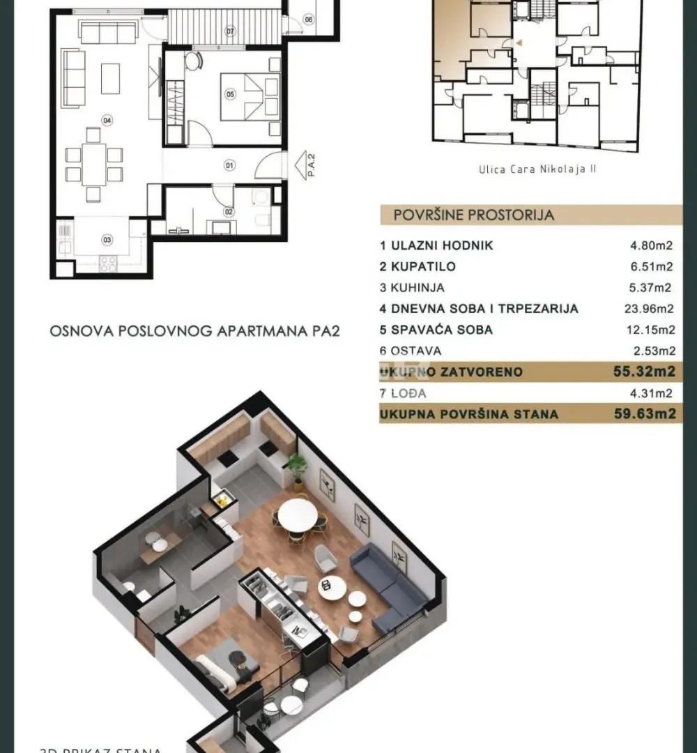 Prodaja, dvosoban stan, 60m², Čubura, Beograd