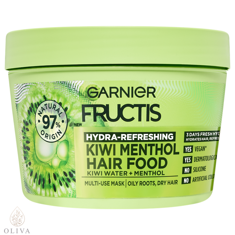 GARNIER FRUCTIS HAIR FOOD KIWI MENTHOL MASKA ZA KOSU KOJA SE BRZO MASTI, SUVIH KRAJEVA 390 ML