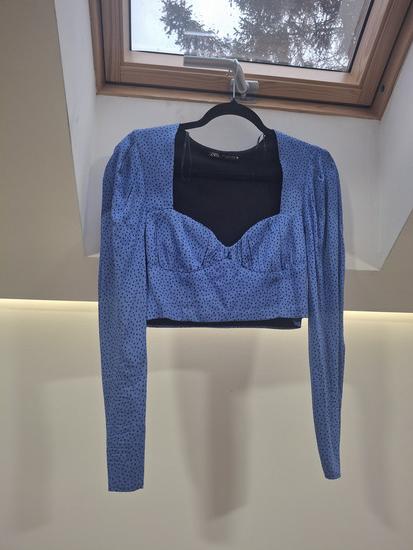 Zara plava bluza crop top