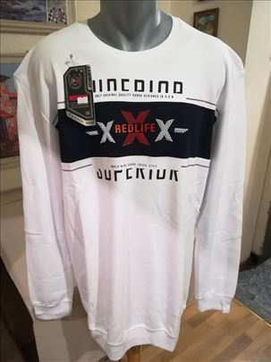 Nov muski pamucni duks Redway Veliki 5XL Beli Novo