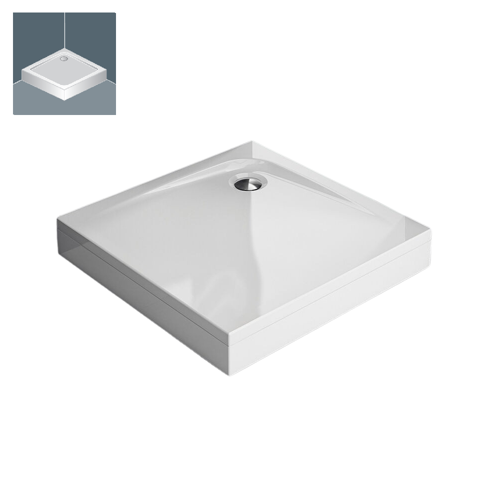 Tuš kada Kolpa San Evelin Tray Q White 80x80x15.7 četvrtasta sa oblogom I konstrukcijom