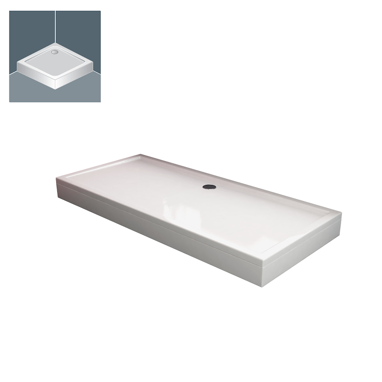 Tuš kada Kolpa San Flamenco White 80x160x15.5 četvrtasta sa obologom i konstrukcijom