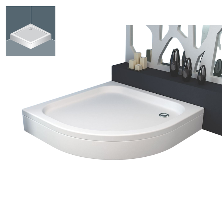 Tuš kada Kolpa San Ontex White 90x90x17 R550 polukružna sa oblogom i konstrukcijom
