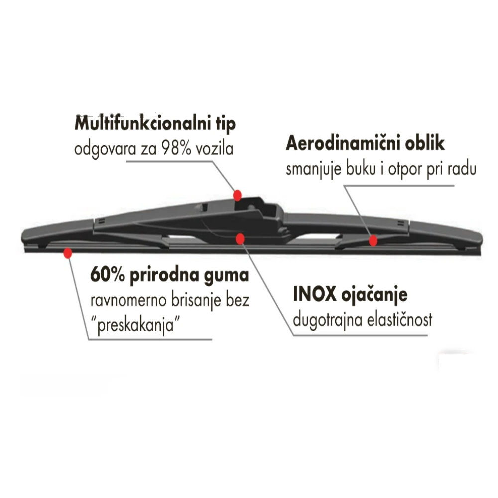Univerzalna metlica brisača zadnjeg stakla 280 mm - 1 kom
