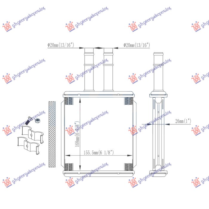 GREJAC KABINE (168×156) VW UP 2016-2019 (121/122/123/BL1/BL2/BL3) (OEM: 1S0820351)
