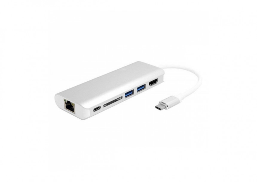 FastAsia ADAPTER-KONVERTOR TIP C NA HDMI+ 2XUSB 3.0+ SD+ TIP C+ RJ45