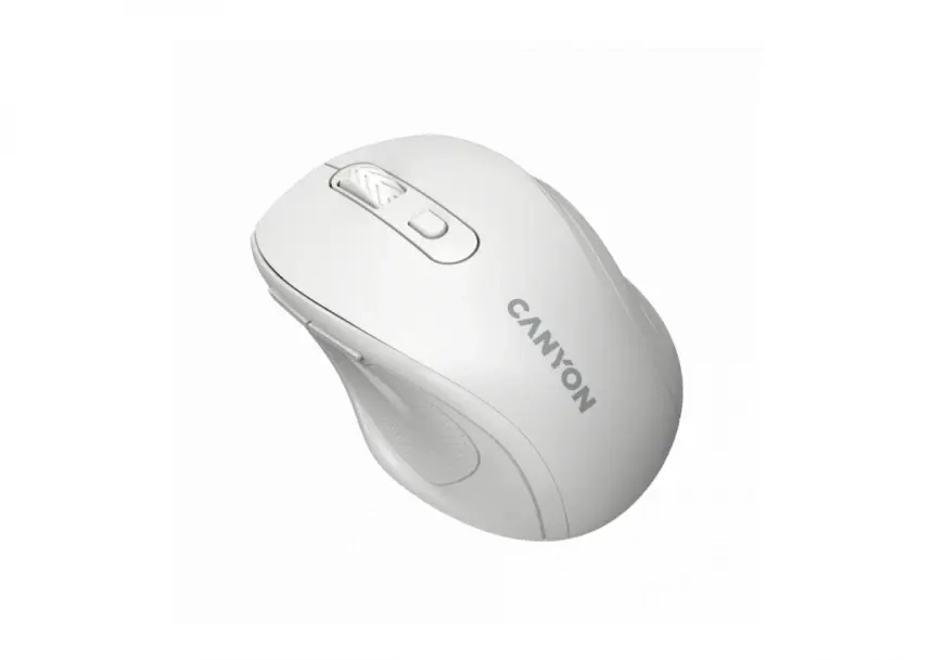 Canyon 6 buttons wireless 2.4Ghz mouse, MX8650A Sensor, DPI up to 1600,Injection case, 3 M life times left and right switches, 2xAAA battery, ABS material. Size: 105x71x40mm, Weight: 59g, Dark grey