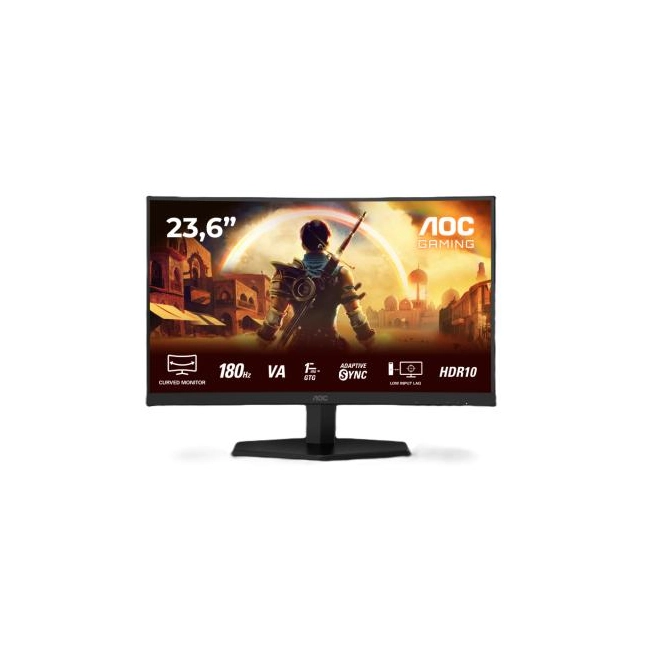 Monitor 23.6" AOC C24G42E VA/Zakrivljeni/FHD/1920x1080/180Hz/4ms GtG/HDMIx2, DP/Adaptive Sync/VESA/Crna