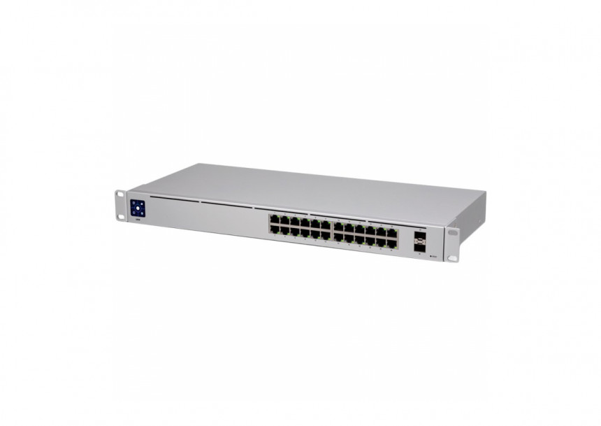 Ubiquiti UniFi Switch 24 is a fully managed Layer 2 switch with (24) Gigabit Ethernet ports and (2) Gigabit SFP ports for fiber connectivity