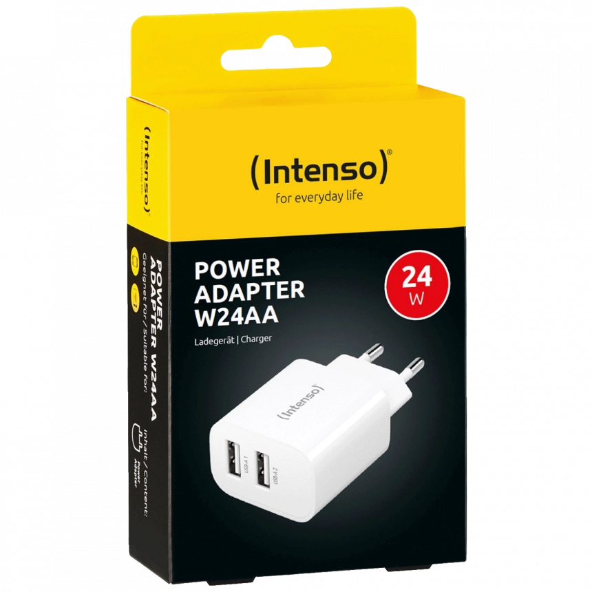 (Intenso) Punjač kućni, 2 x USB-A, 2.4A, 24W - Power Adapter W24AA