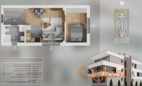 Savremena novogradnja u manjem stambenom objektu