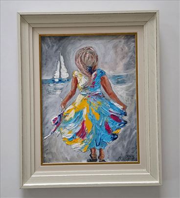 Ulje na platnu - Ples na obali, prelepa slika!