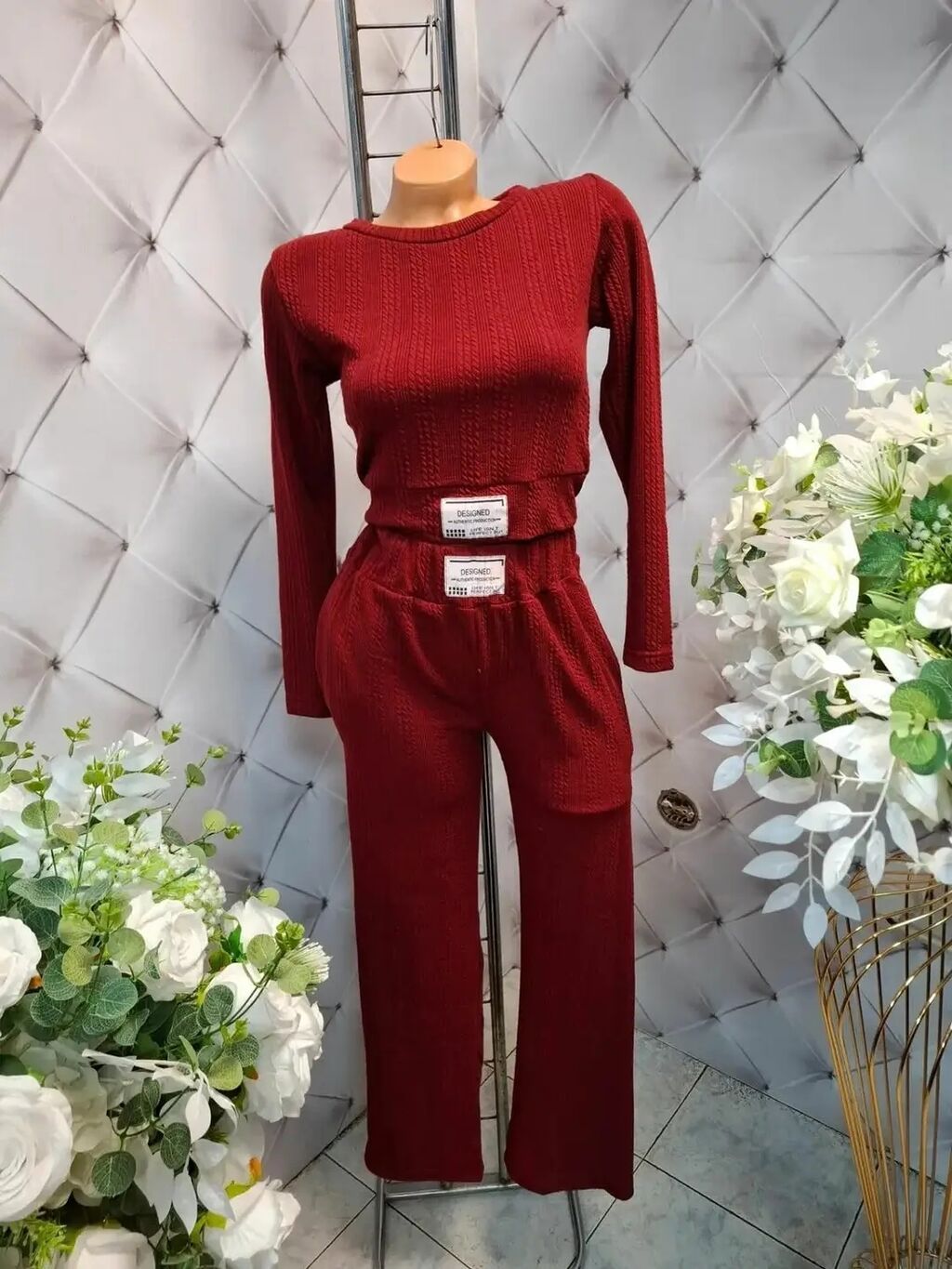 Ženski pleteni komplet – džemper i pantalone - Dvodijelni set