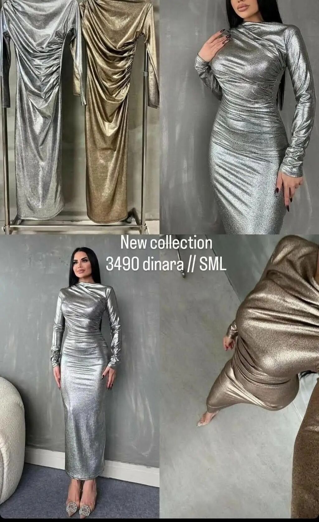 Metalik duga haljina – New collection - Fini sjajni materijal sa