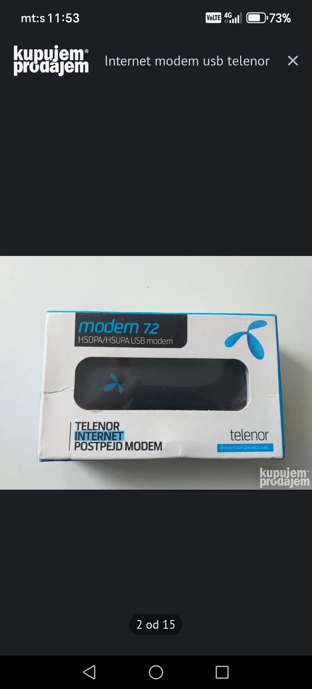 Telenor USB internet modem – HSDPA/HSUPA 7.2 Mbps - Model iz Telenor