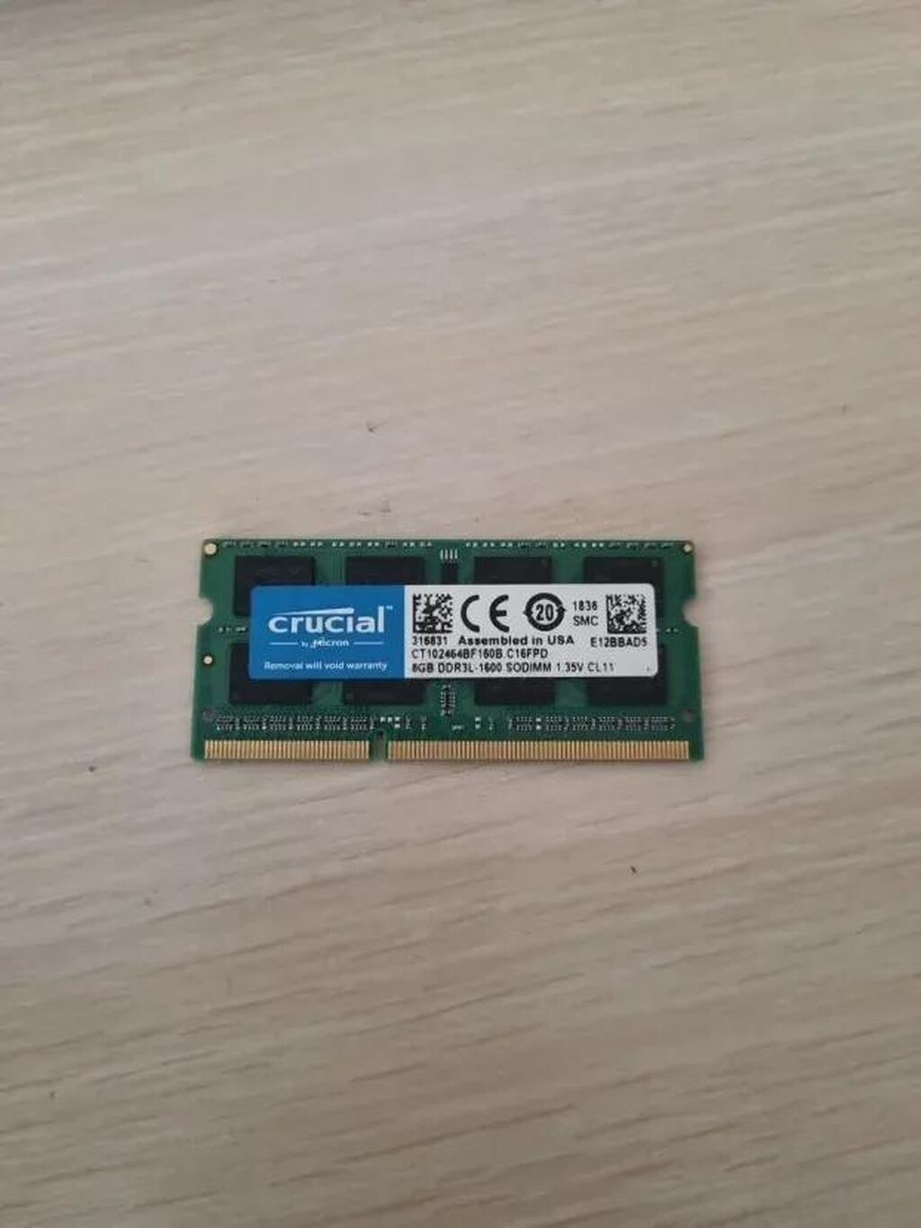Crucial 8GB DDR3 PC3L 1600MHz. Ispravna