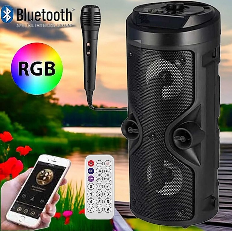 Bluetooth karaoke zvučnik sa RGB svetlima       Šok cena 3500 din Uz