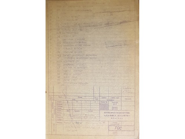 Šema Teretne Dizalice `DAVID PAJIĆ` Beograd Jugoslavija