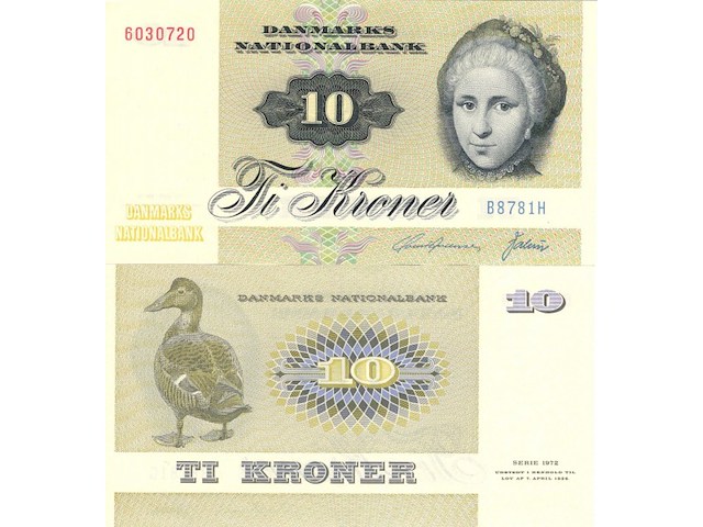 Danska DENMARK 10 Kroner 1978 UNC, P-48