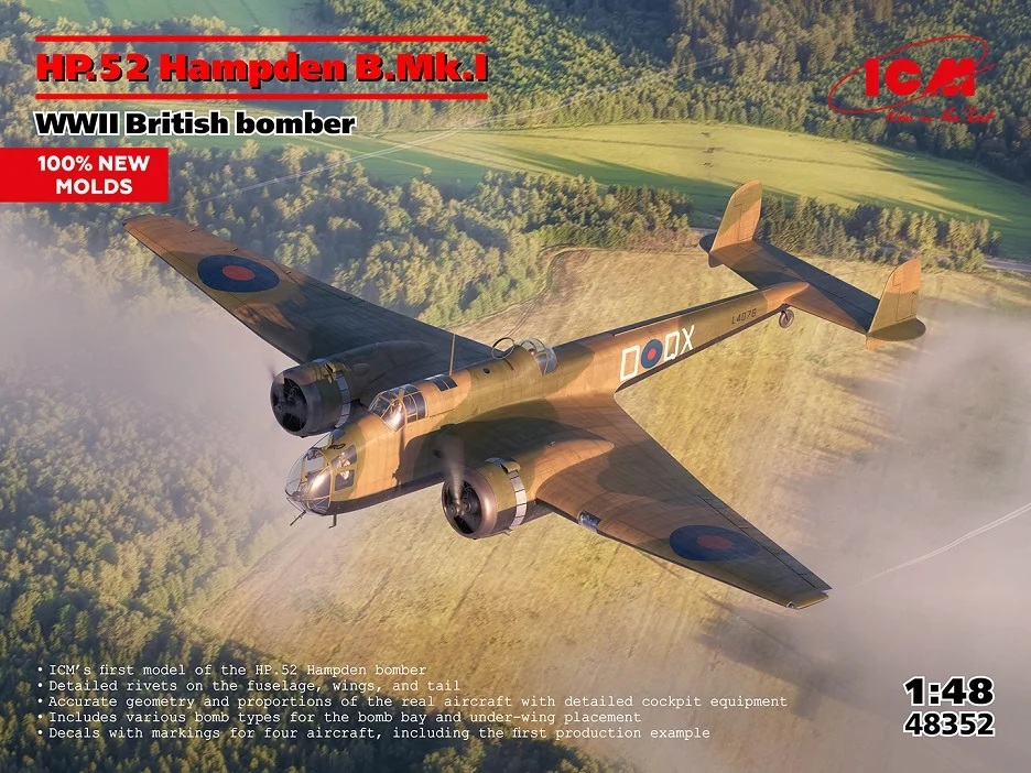 ICM 1/48 HP.52 Hampden B.Mk.I WWII British Bomber